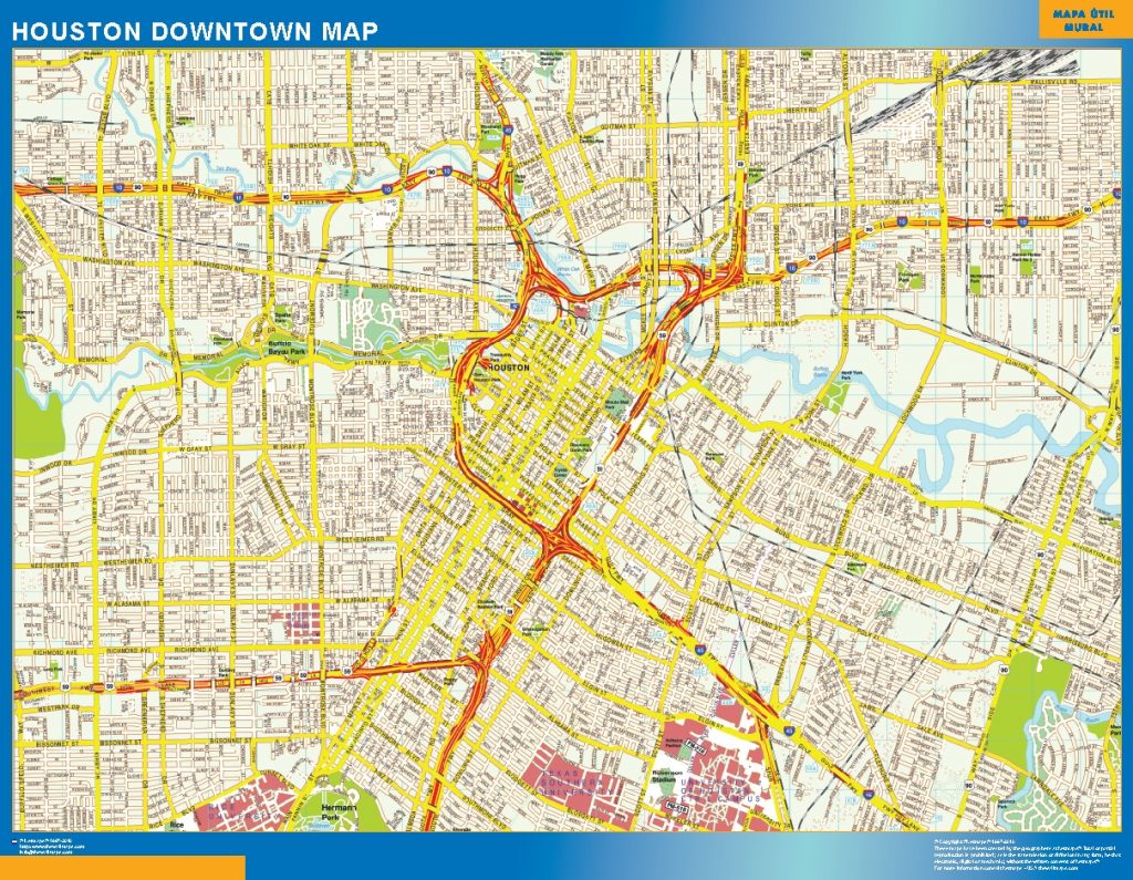 Mapa Houston downtown gigante | Mapas España y el mundo gigantes